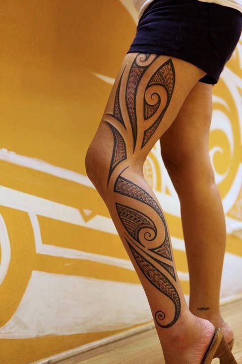 Tatuaje: Tribal Pierna - Tatuajes para Mujeres