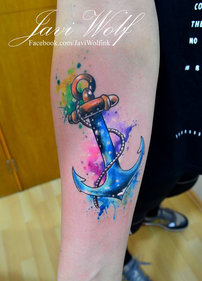 Tatuaje: Ancla en Acuarelas by Javi Wolf - Tatuajes para Mujeres